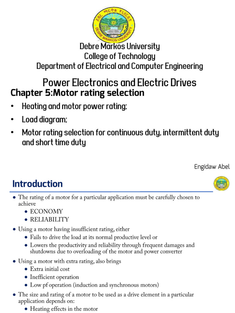 Chapter - 5 - Motor Rating Selection | PDF | Engines | Heat