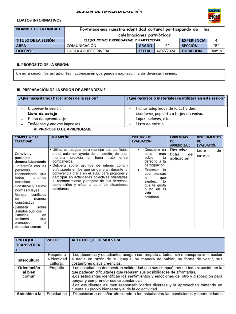 Elijo cómo expresarme y participar | PDF | Aprendizaje | Evaluación