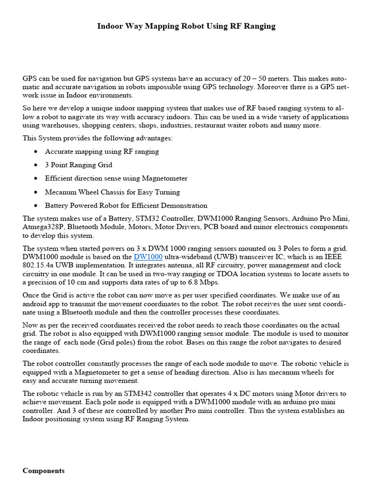Indoor Way Mapping Robot Using RF Ranging: Components | PDF | Ultra Wideband | Electrical ...