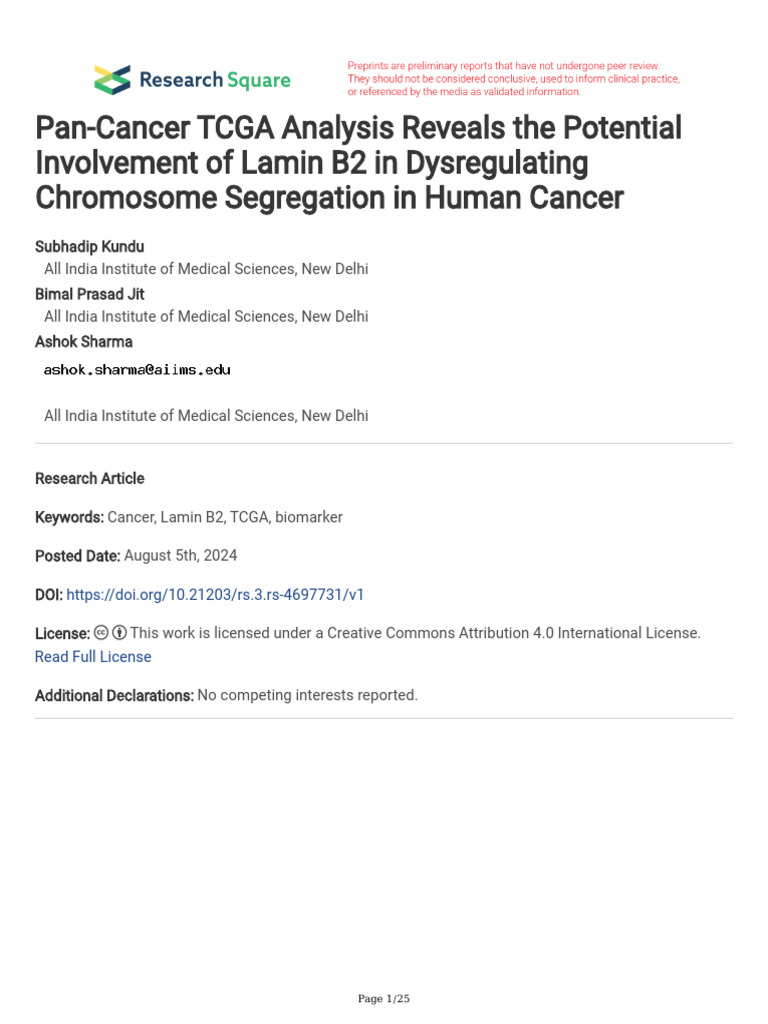 Pan-Cancer TCGA Analysis Reveals The Potential Inv | PDF | Cancer ...