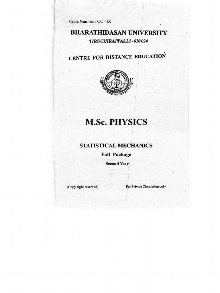 Statistical Mechanics (Part 1) | PDF | Entropy | Statistical Mechanics