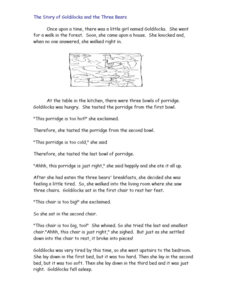 Goldilocks and the Three Bears Story | PDF