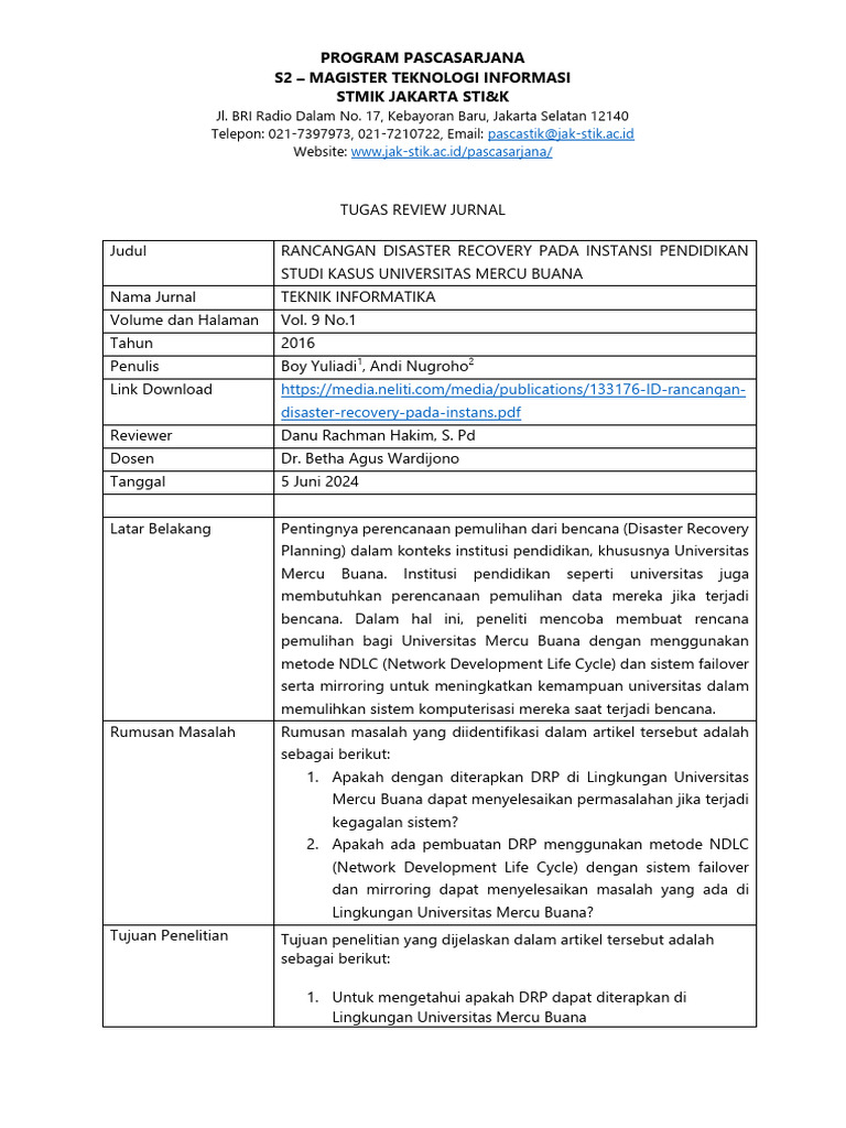 Danu Rachman Hakim - Review Artikel | PDF