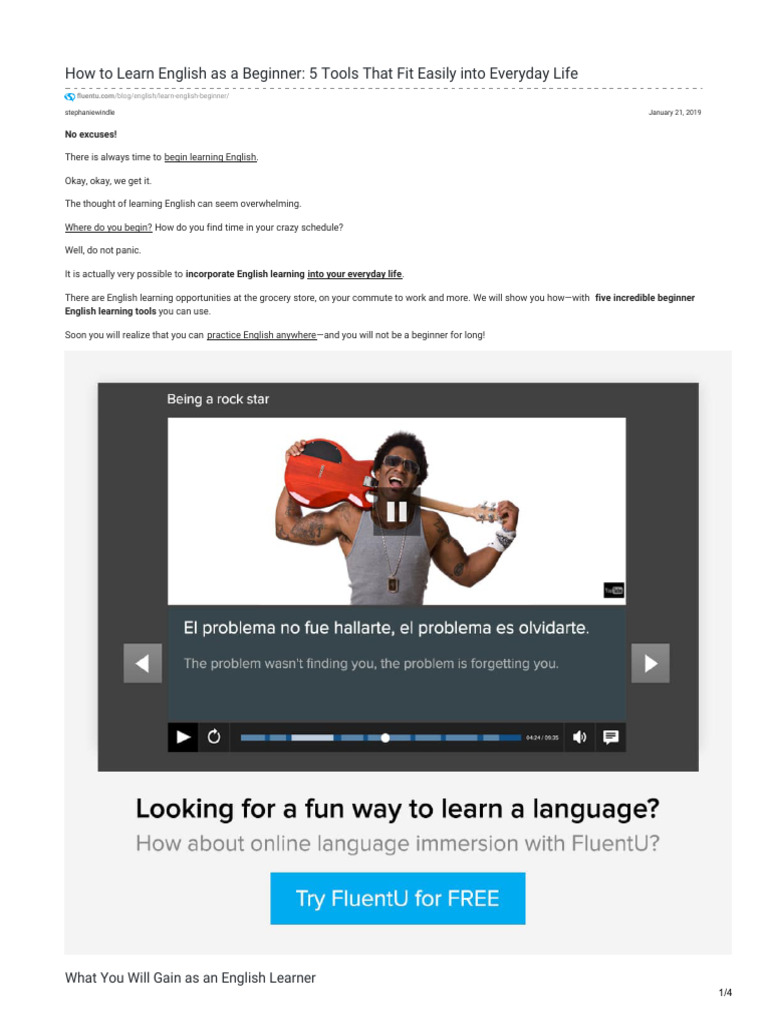 Beginner English Learning Tools | PDF | Fluency | English Language