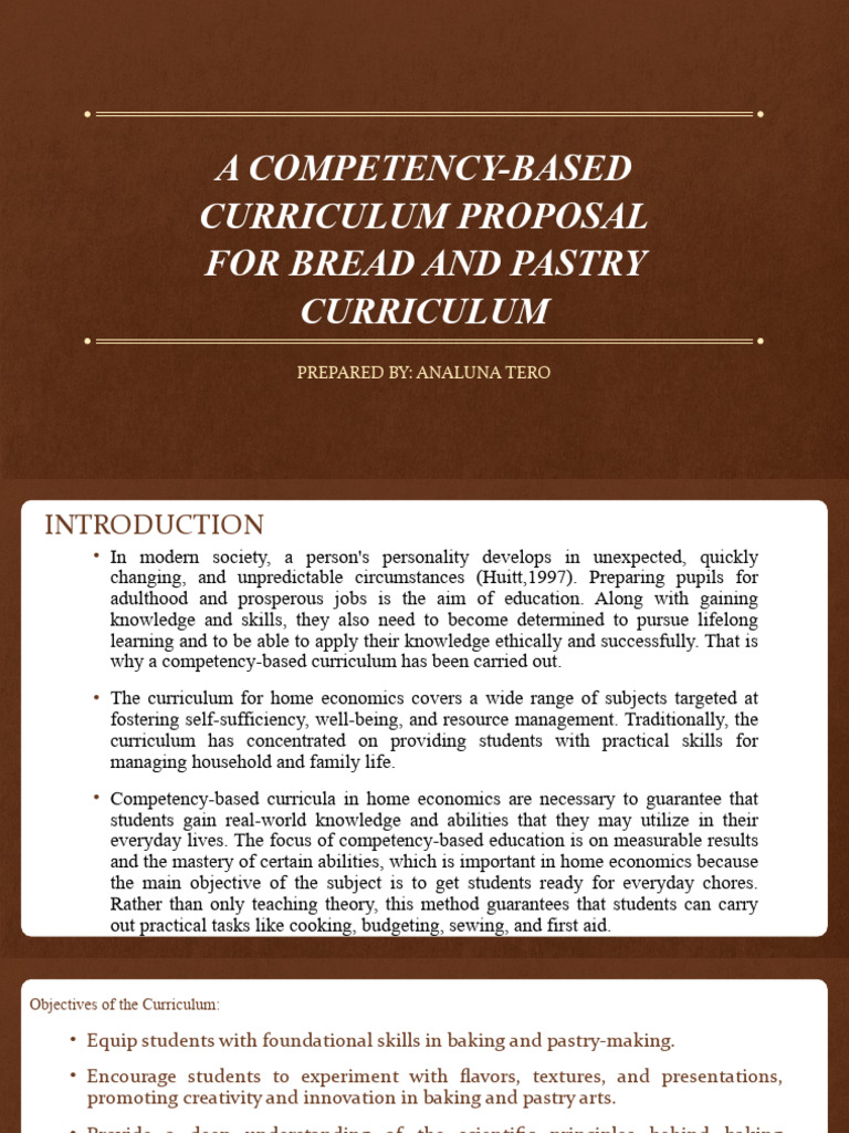 A Competency-Based Curriculum Proposal | PDF | Curriculum | Baking