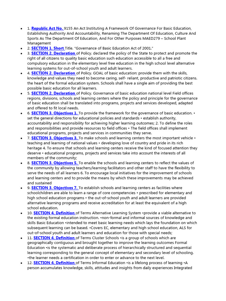 RA9155 Word MAED 204 | PDF | Learning | Governance