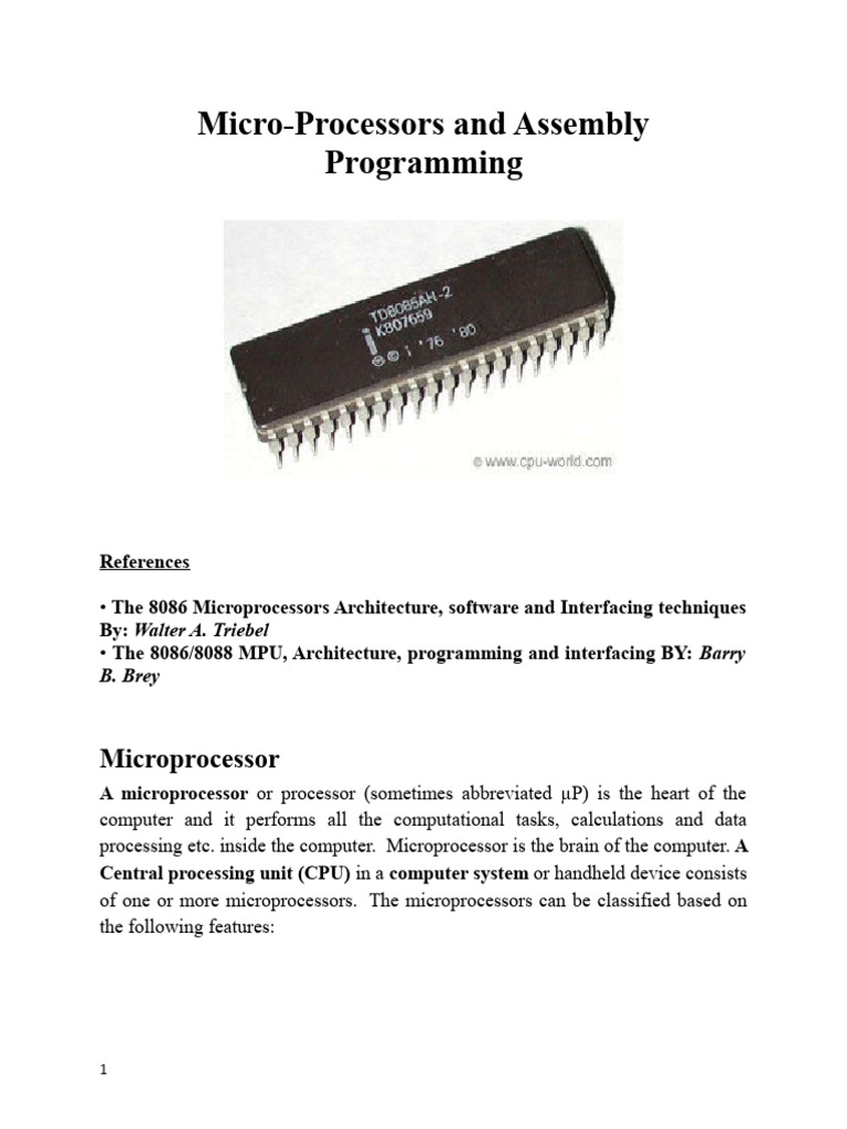 Micro-Processors and Assembly Programming | PDF | Read Only Memory | Central Processing Unit