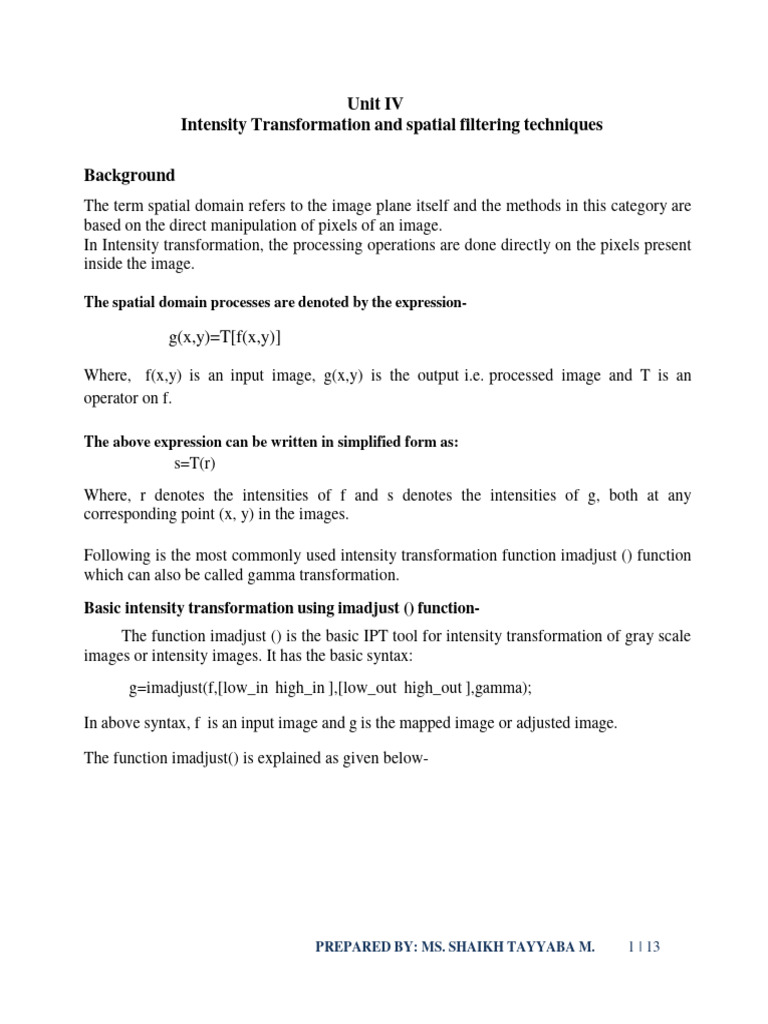 B.Sc. (CS) TY Unit4 FOIP (BCS-602) | PDF | Filter (Signal Processing) | Histogram