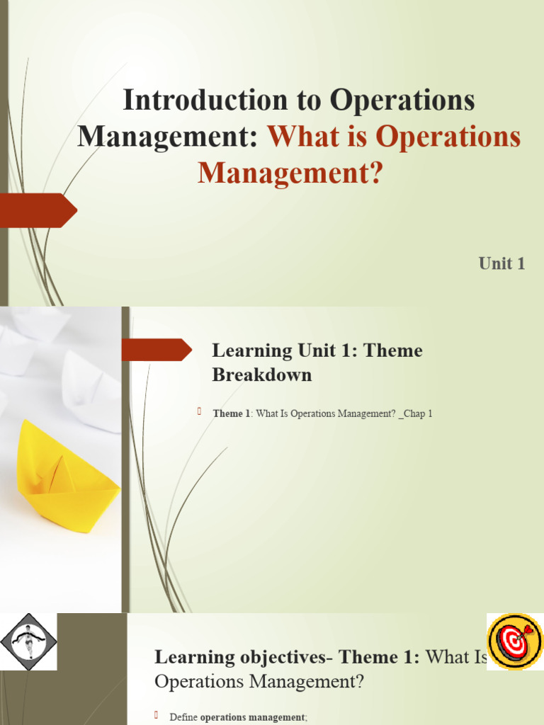 Learning Unit 1 - CH1 - Introduction To Operations Management | PDF | Operations Management | Goods