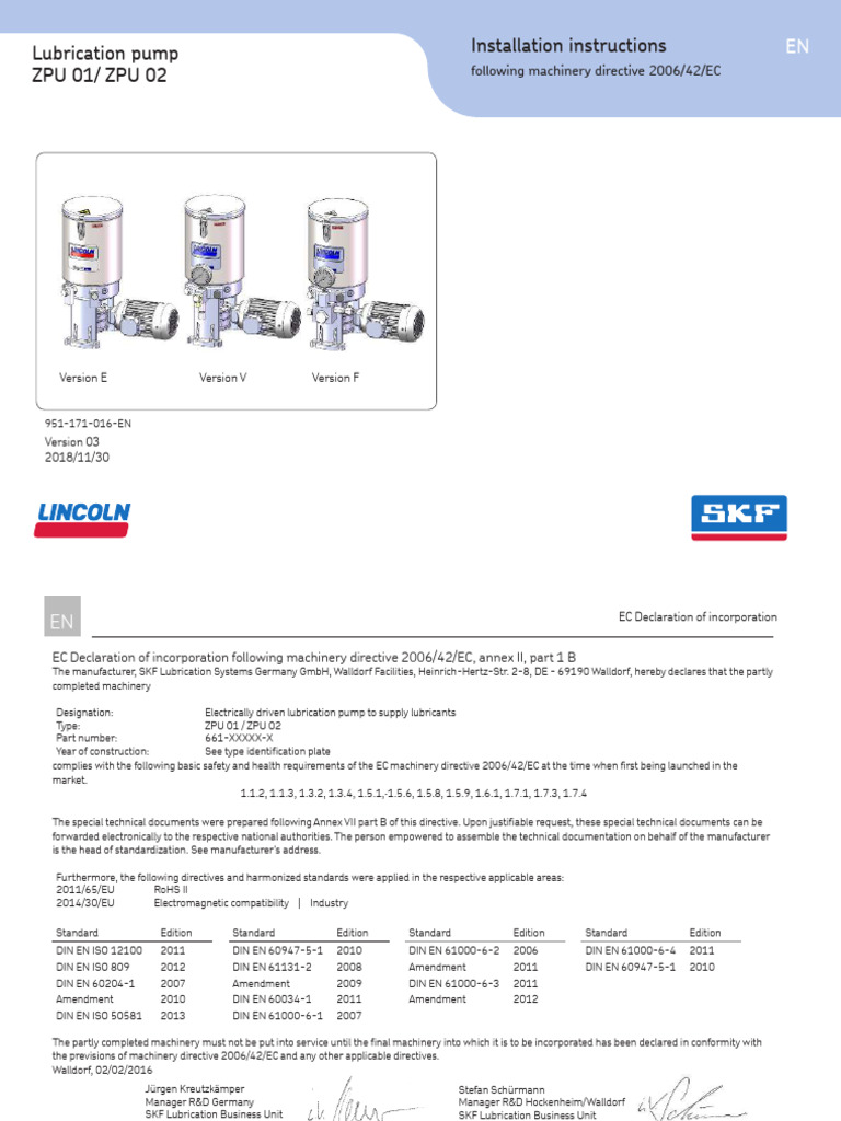Lincoln Zpu 01 Version e | PDF | Litre | Pump
