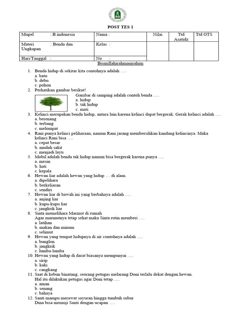 Ulangan Tema 7 Fix | PDF