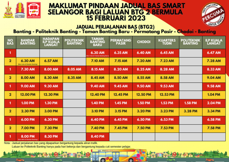 Jadual Bas Smart Selangor BTG2 2023 | PDF