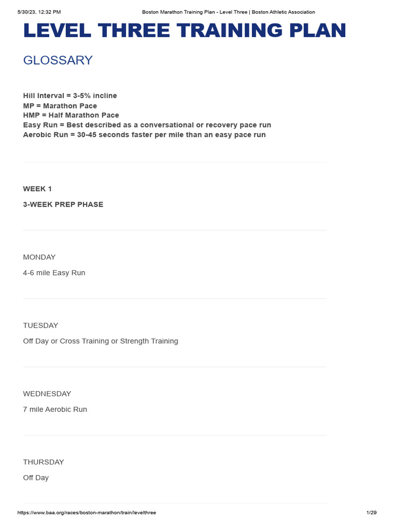 Boston Marathon Level 3 Training Program | PDF | Strength Training ...