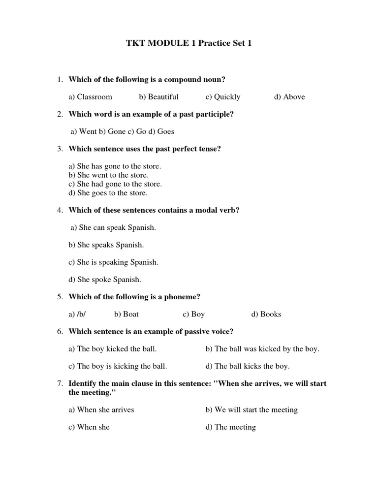 TKT MODULE 1 Practice Set 1 | PDF | Learning | Verb