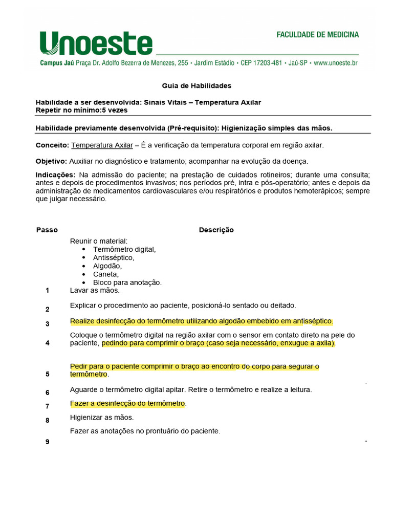Guia de Temperatura Axilar | PDF | Termômetro | Enfermagem