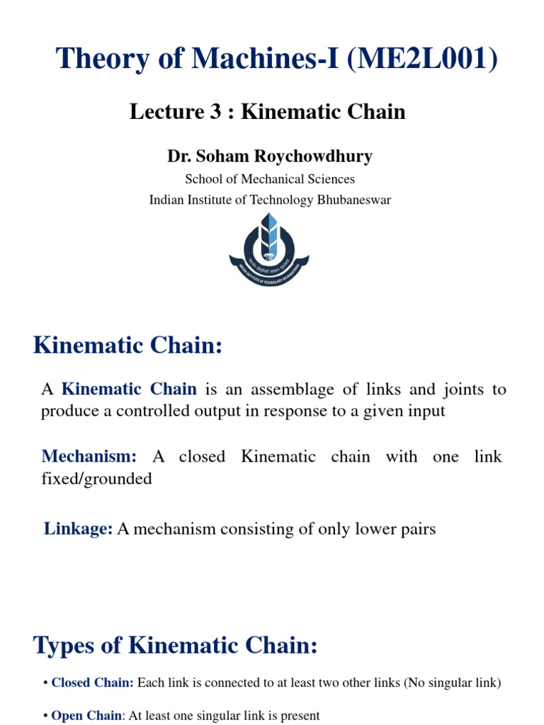 Lecture 3-Kinematic Chain | PDF | Mechanics | Kinematics