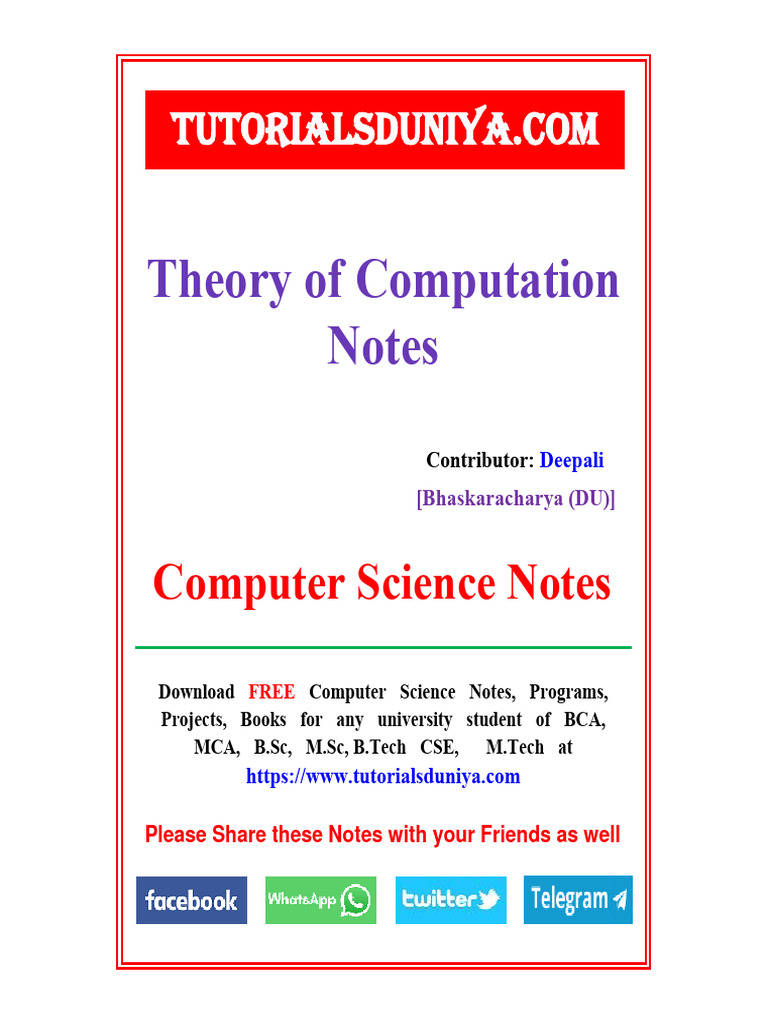Theory of Computation Handwritten Notes by Deepali | PDF | Rich ... Theory of Computation Handwritten Notes by Deepali | PDF | Rich ...