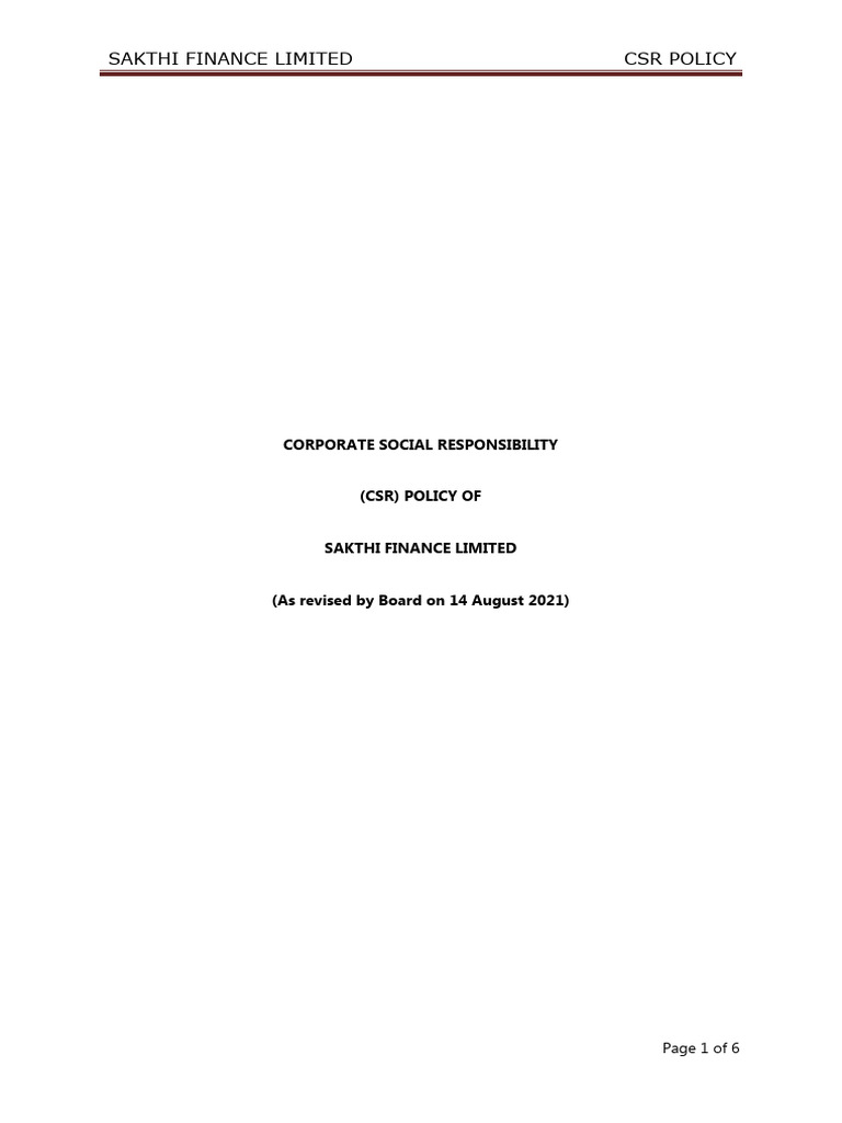 SFL_Corporate-Social-Responsibility_Policy | PDF | Corporate Social ...