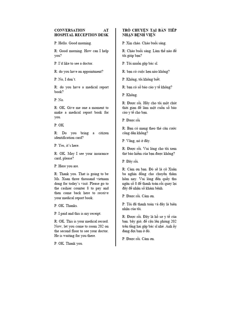 Conversation at Hospital | PDF