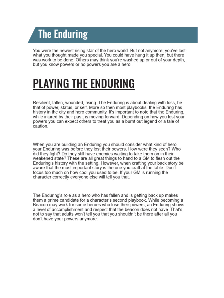 How To Play The Enduring | PDF