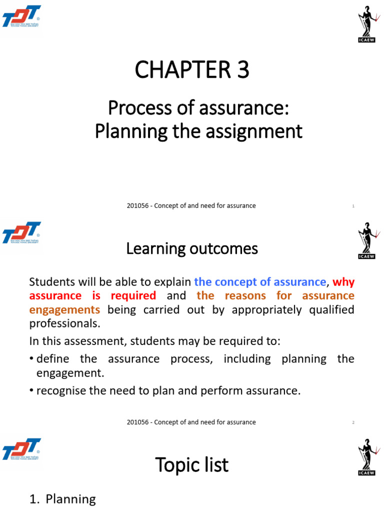 Chapter 3 - Process of Assurance Planning The Assignment | PDF | Audit | Financial Audit