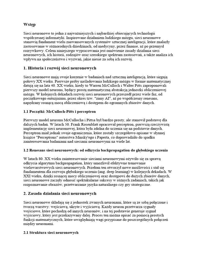 Sieci Neuronowe | PDF