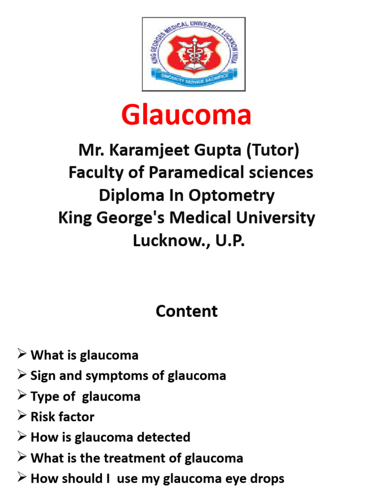 Glaucoma Pdf Glaucoma Medical Specialties