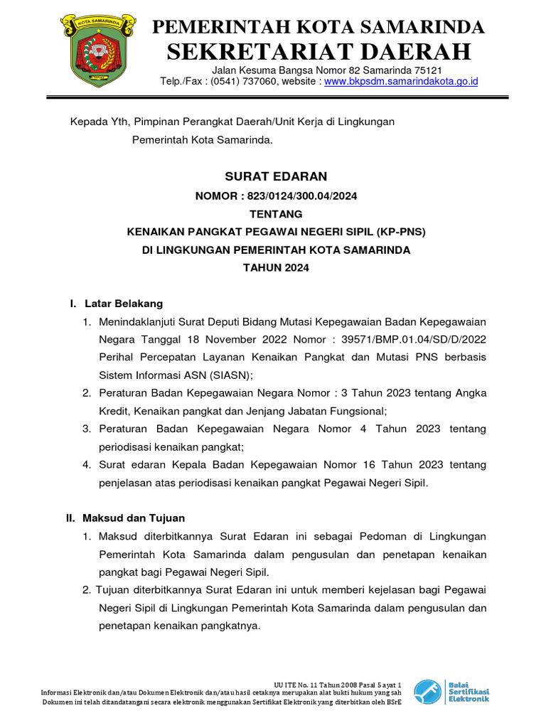 Surat Edaran KP-PNS Tahun 2024 | PDF