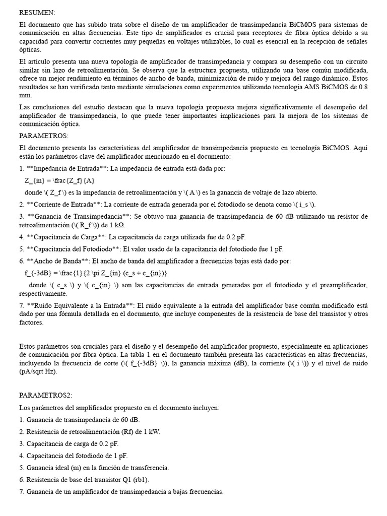 Resuem - l2 - Controlde Lectura2 | PDF | Cmos | Amplificador