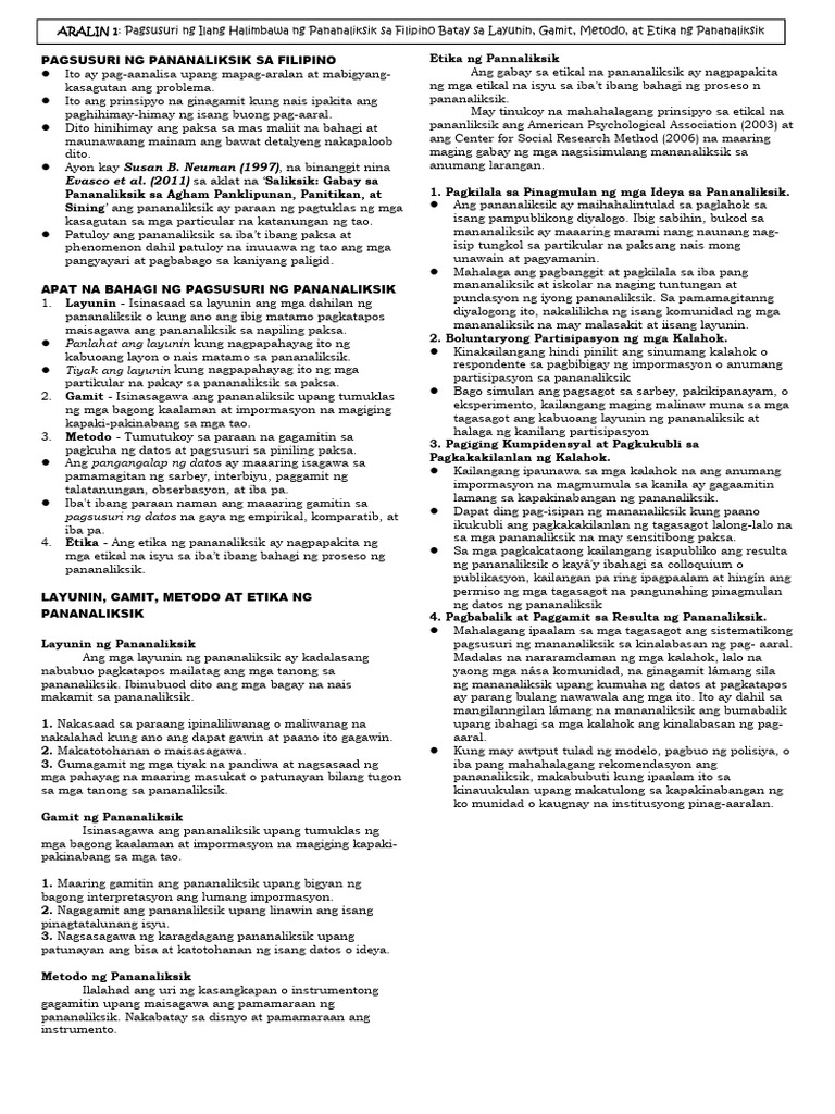 PAGBASA (4th Q Notes) | PDF