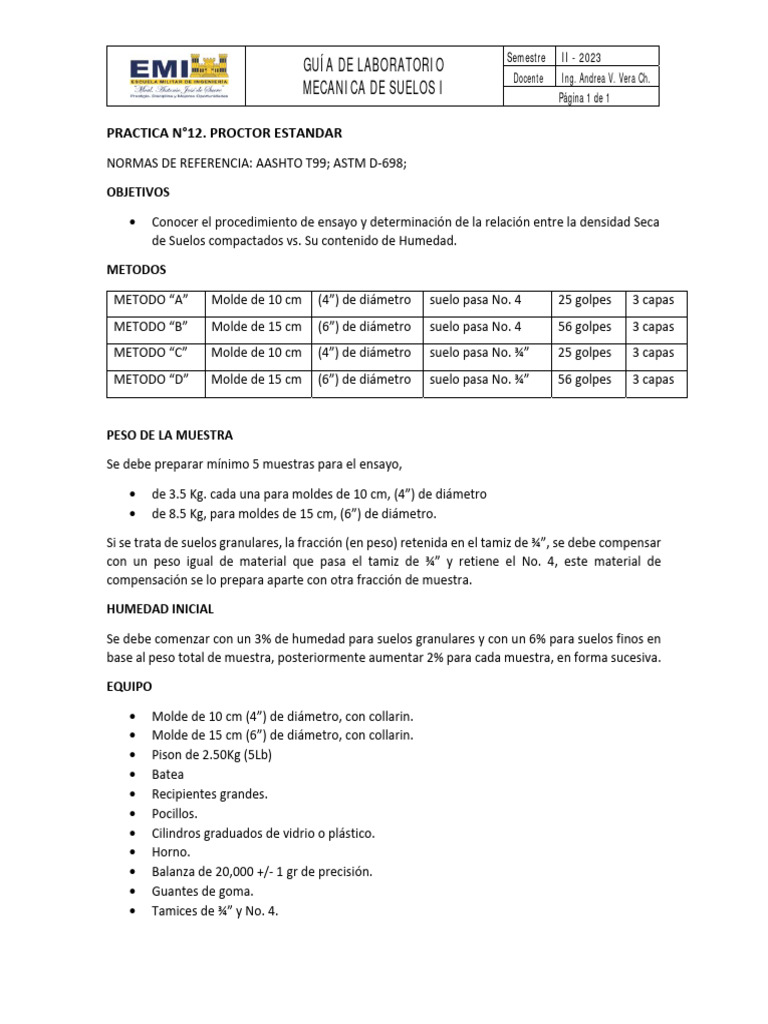 11 Proctor Estandar | PDF | Densidad | Metrología