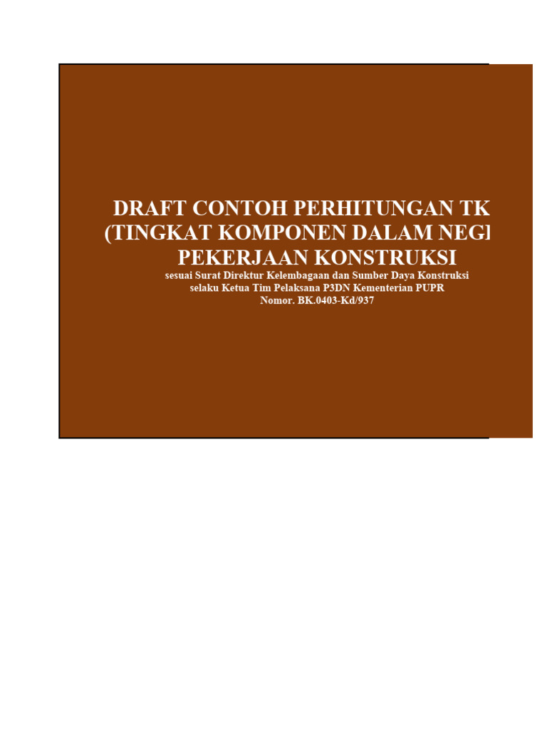 Contoh Perhitungan TKDN Konstruksi | PDF