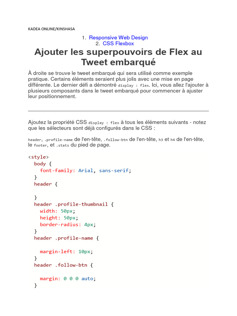 Flexbox pour Kadea Online | PDF