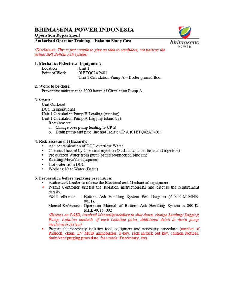 Circulation Pump A Isolation Guide | PDF | Pump | Valve