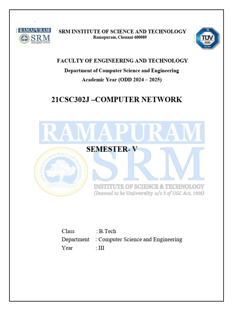 21csc302j CN Lab Manual | PDF | Computer Network | Network Switch