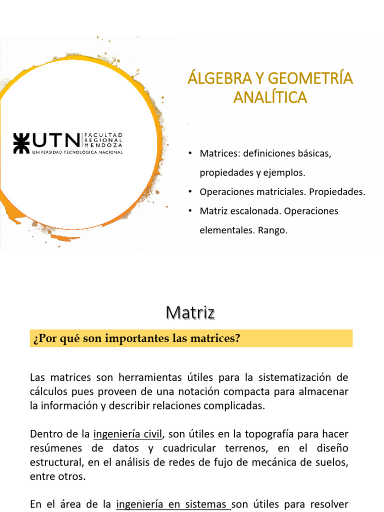U1 - Matrices 2023 - Completo | PDF | Matriz (Matemáticas) | Análisis matemático