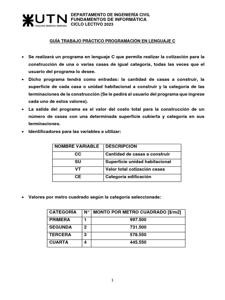 Cotizador de Construcción en C | PDF | Lenguaje de programación | C