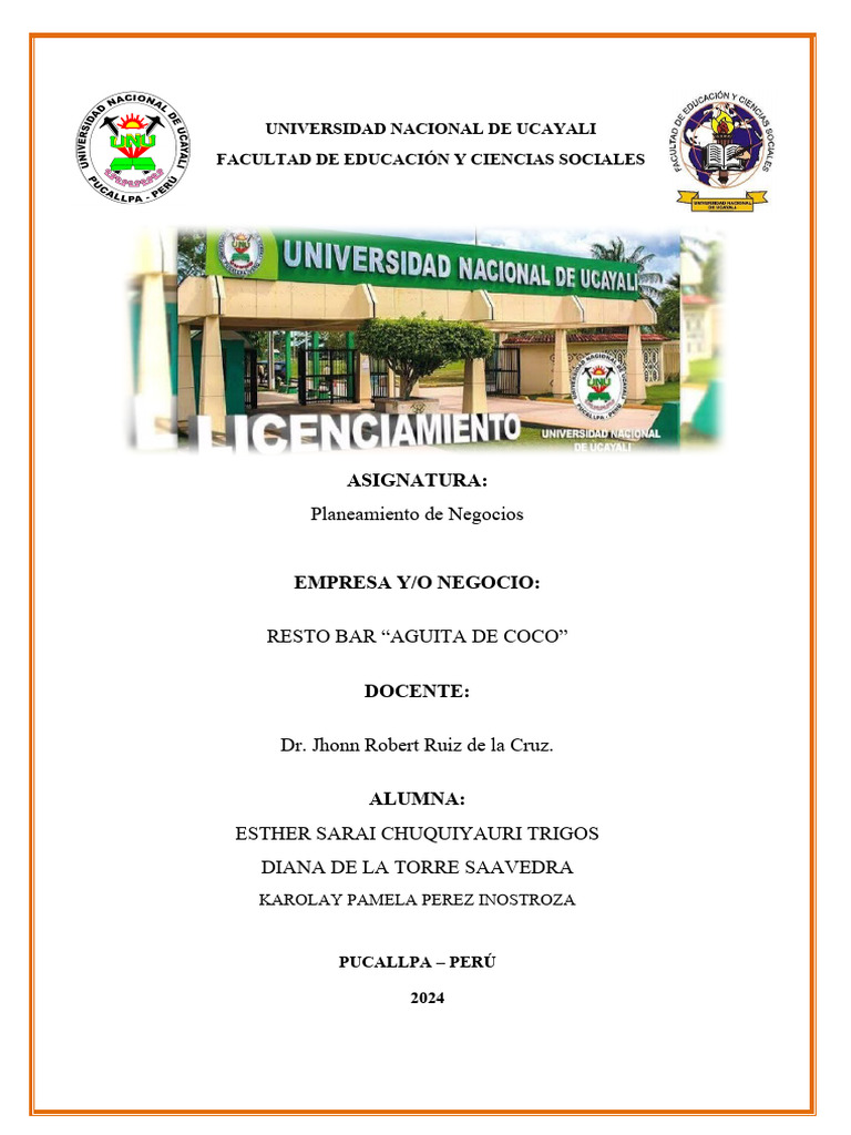 Resto Bar "Aguita de Coco": Innovación y Sabor | PDF | Calidad ...