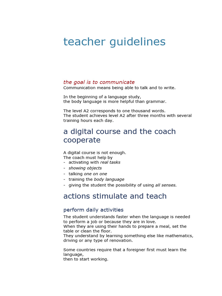 Teacher Guidelines: A Digital Course and The Coach Cooperate | PDF ...