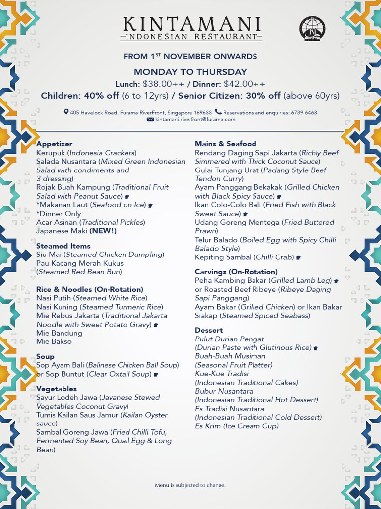 Kintamani New Menu 1st Nov | PDF | Indonesian Cuisine | Food And Drink ...