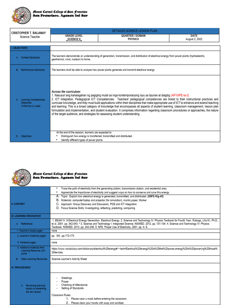 LP - Energy Generation MCC Demo | PDF | Power Station | Electric Power Distribution