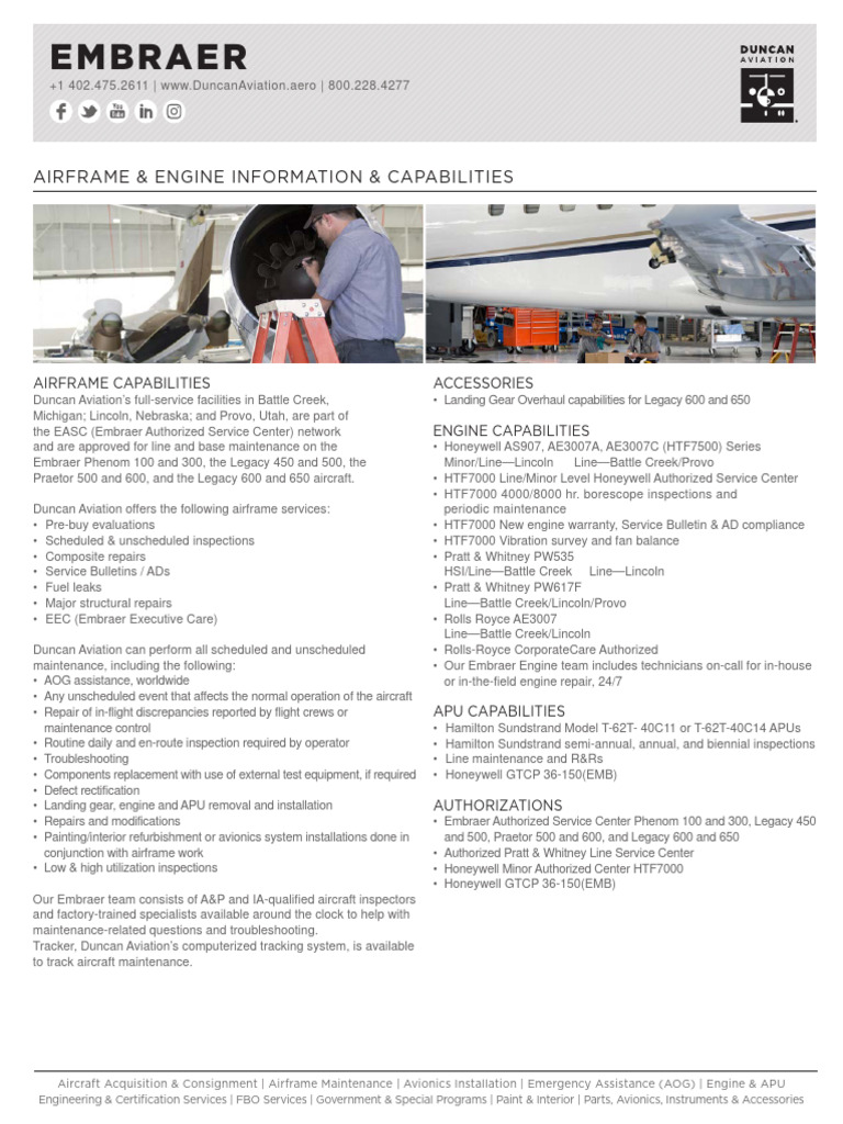 Embraer Aircraft Maintenance Services | PDF | Avionics | Aviation