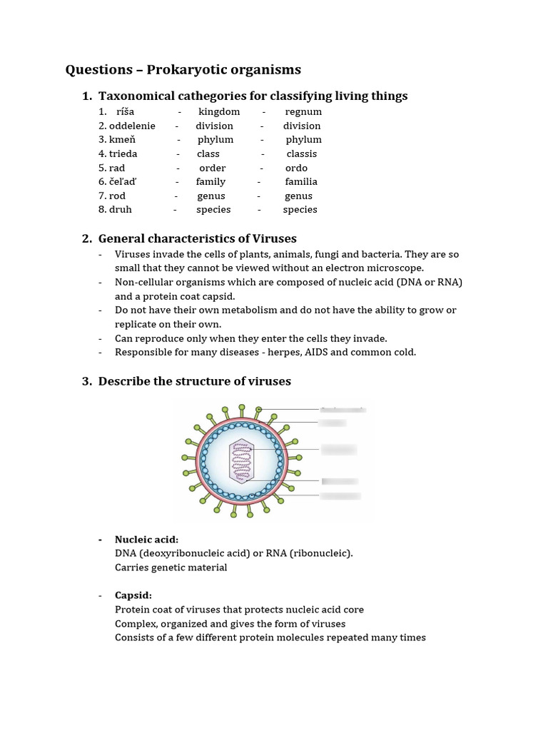 Questions Prokaryotic Organisms | PDF | Virus | Bacteria