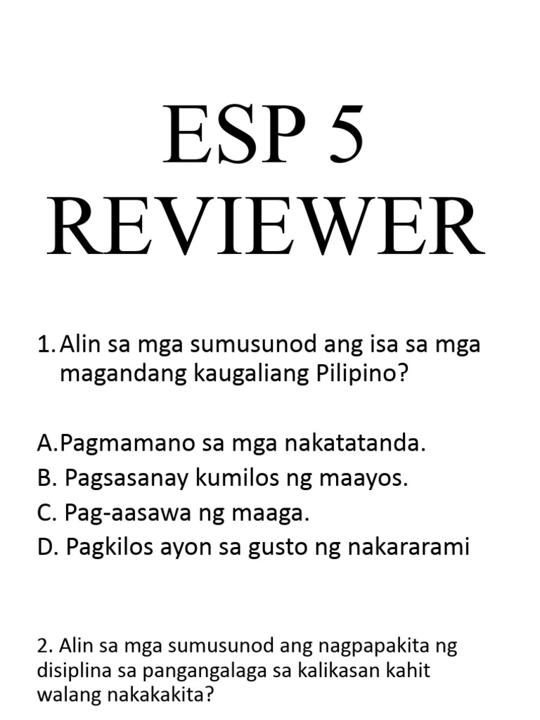 Esp 5 Reviewer | PDF