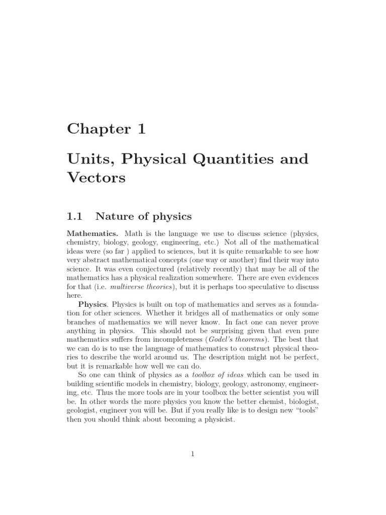 Chapter 1 Units, Physical Quantities and Vectors | PDF | Euclidean Vector | Mathematics