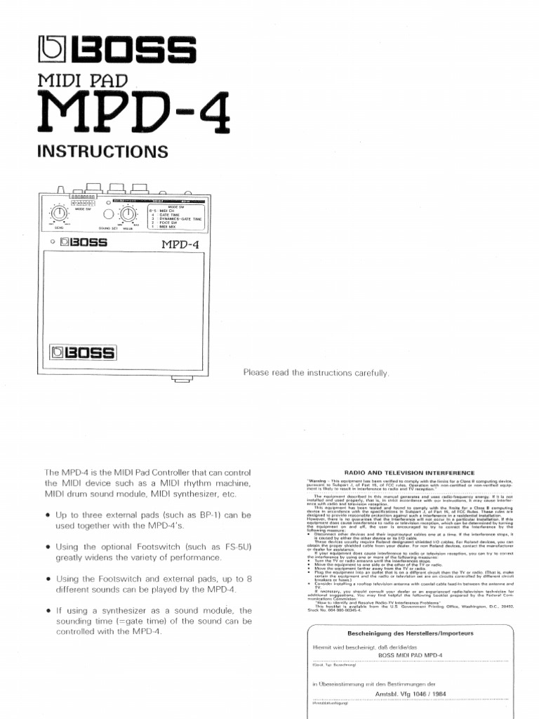 Boss MPD-4 Manual | PDF