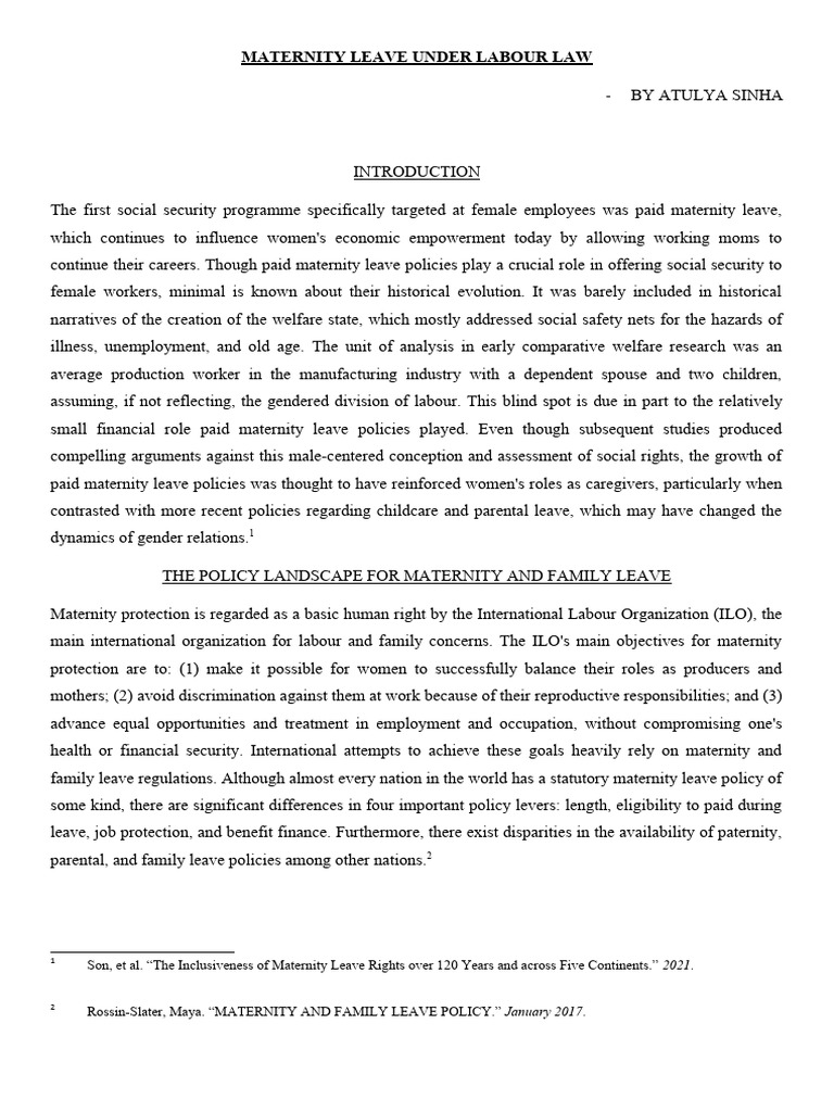 Maternity Leave Under Labour Law | PDF | Parental Leave | Welfare