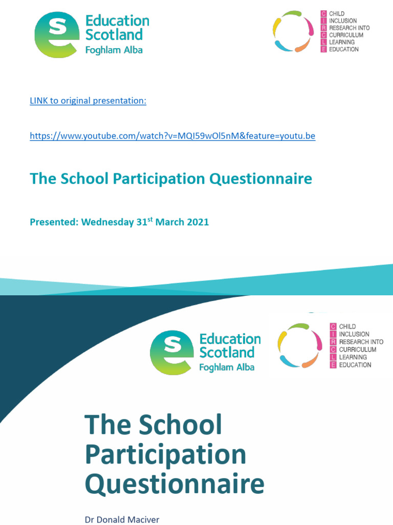 School Participation Questionnaire Webinar Presentation 31 March 2021 ...