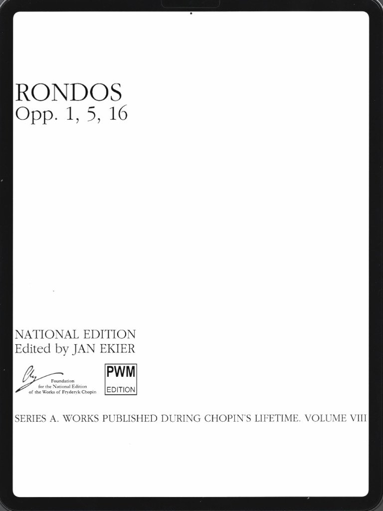 Chopin: Rondo Op.1, 5, 16 National Edition Series A Vol - VIII | PDF