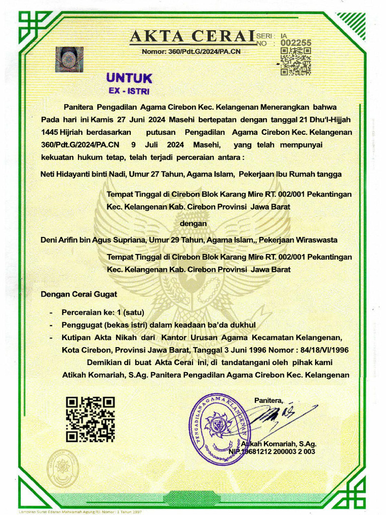 Akta Cerai Deni | PDF